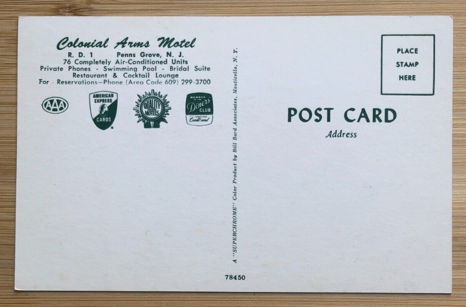 Vintage Colonial Arms Motel Postcard Penns Grove New Jersey NJ Children ...