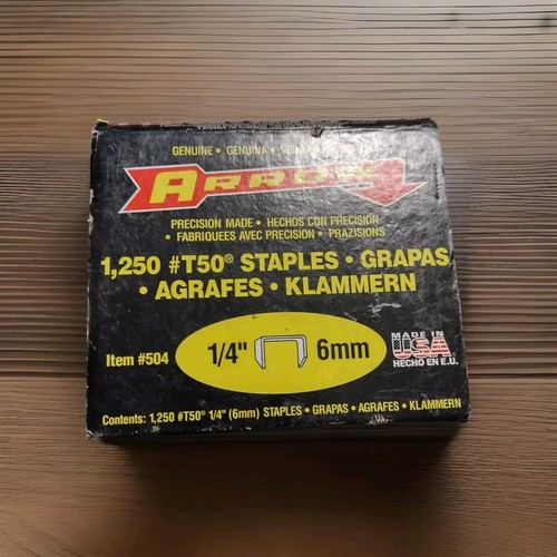Vintage Box 1250 Genuine Arrow 1/4" T50 Staples 85% Full | eBay