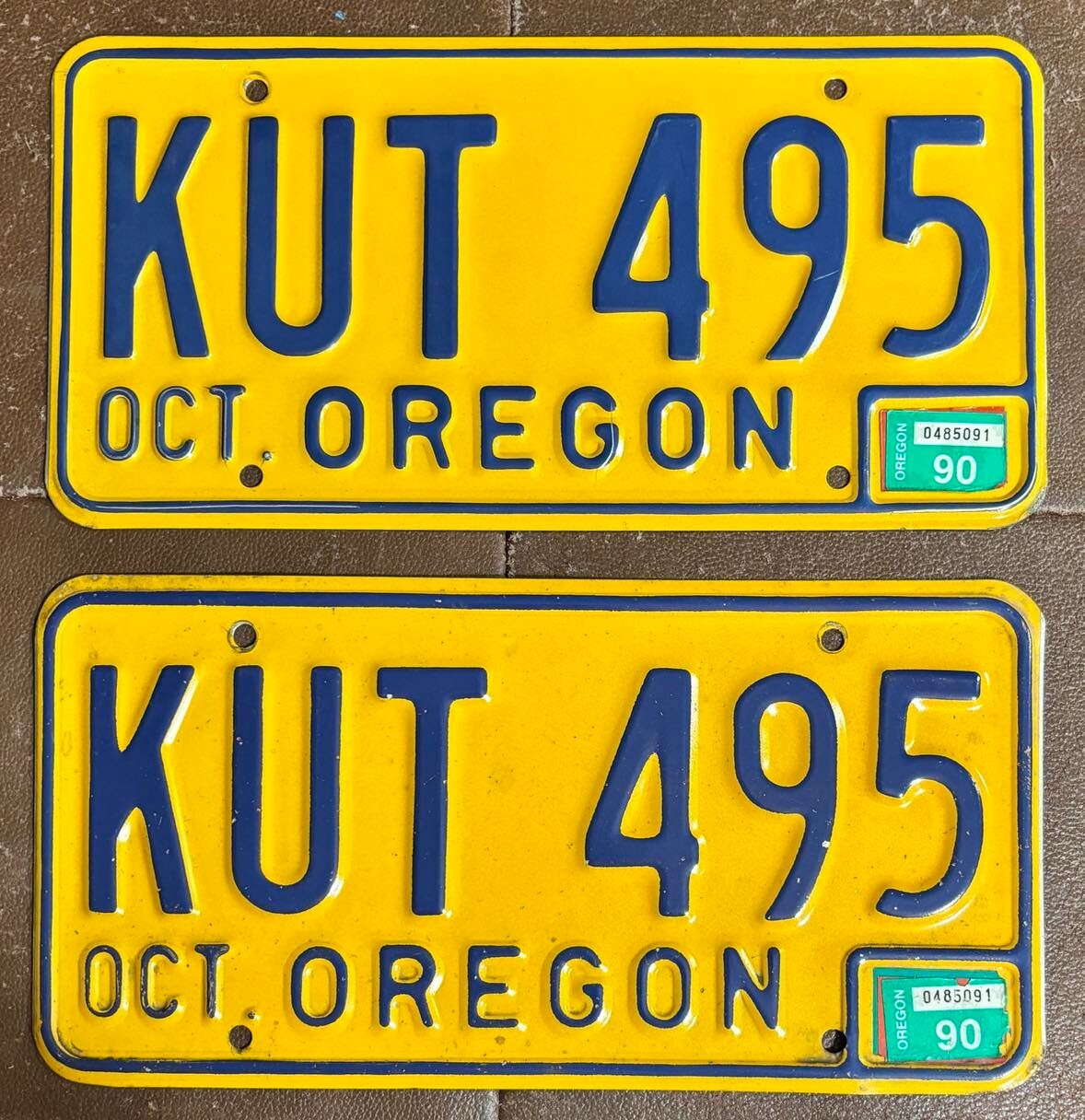 Oregon 1990 License Plate PAIR # KUT 495 | eBay