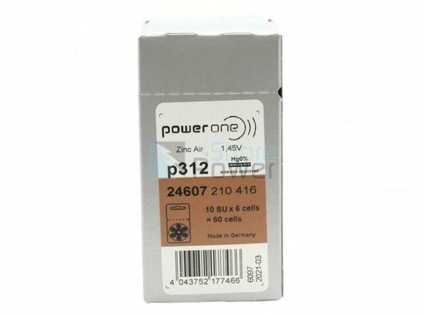 Power-One POWERONE-P312-6PK-MF P312 Hearing Aid Batteries - Pack of 6 ...