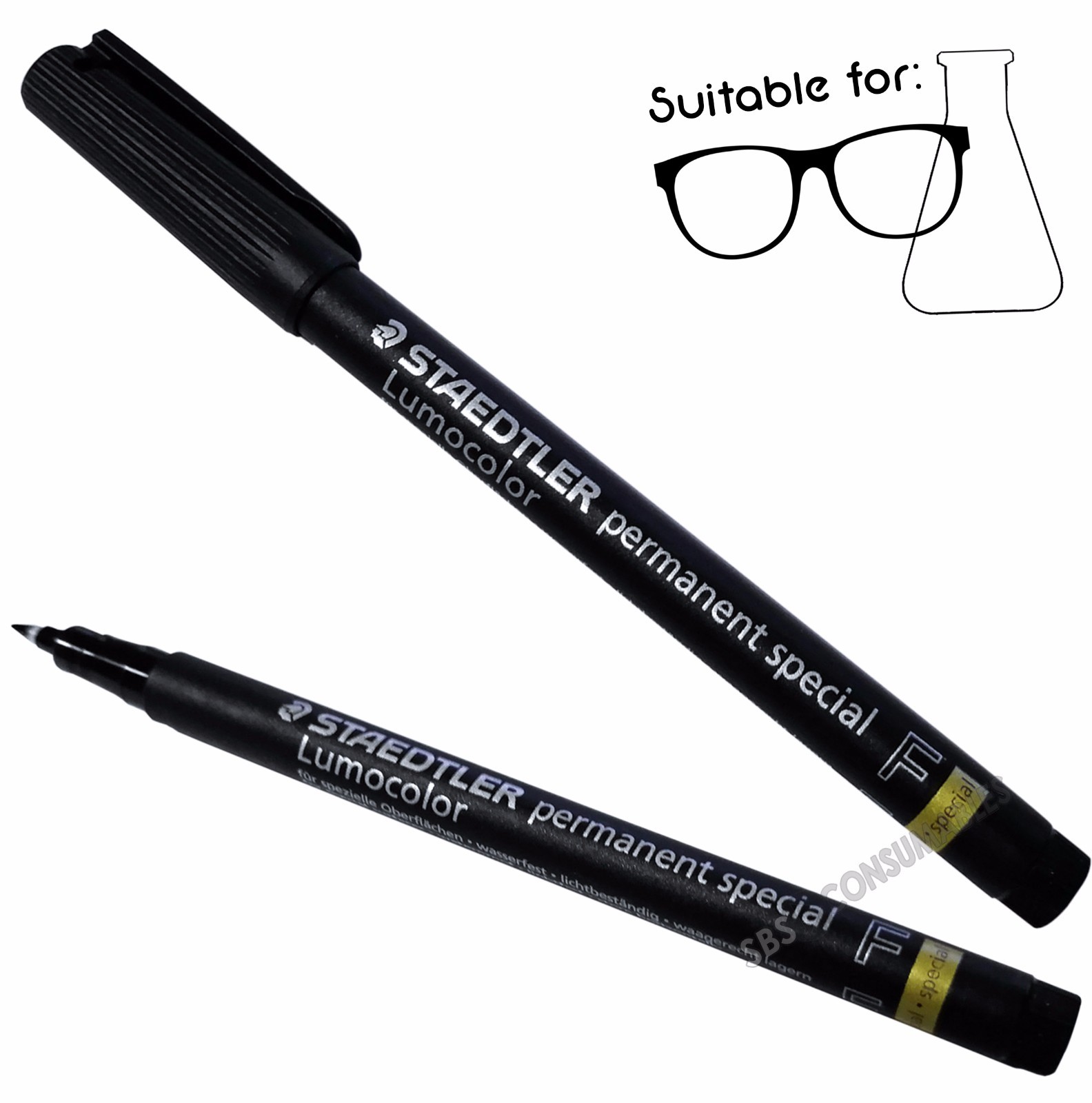 1x Staedtler Permanent Special. Coated Surface, Optical/Lab Glass Pens ...