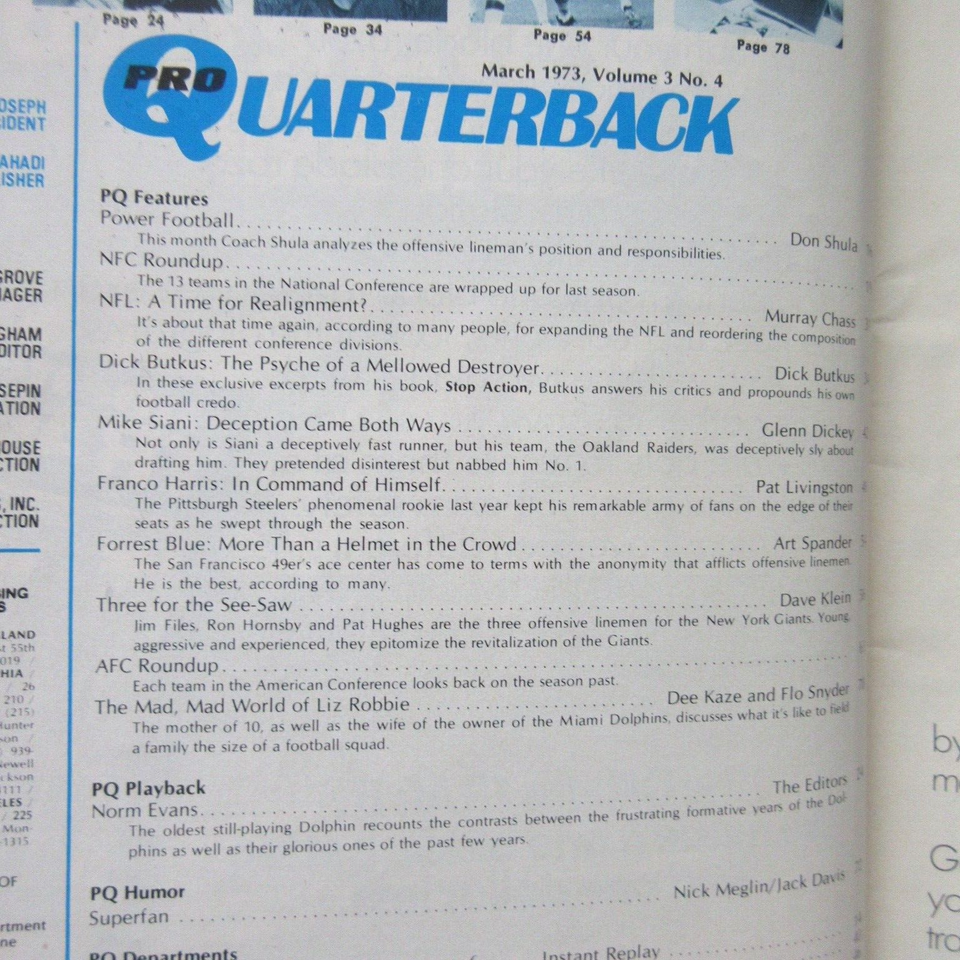 VTG 1973 PRO QUARTERBACK FOOTBALL NFL MAGAZINE FRANCO HARRIS COVER HOF ...