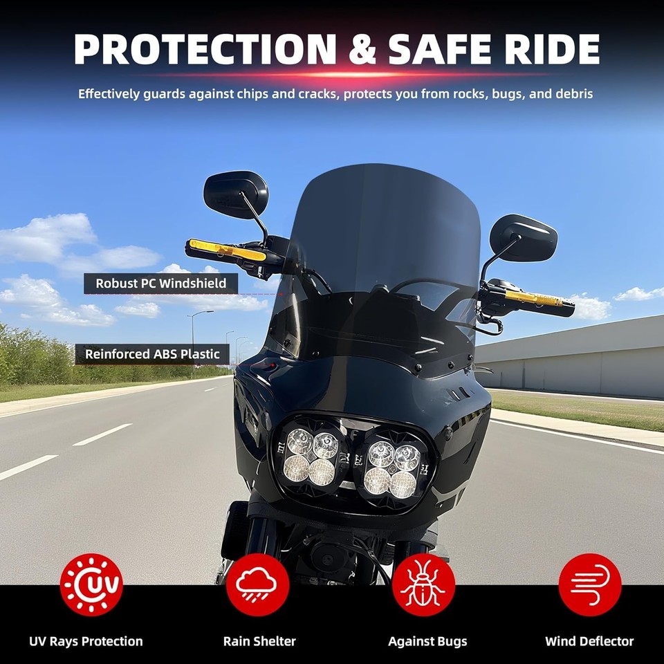 Motorcycle Fairing with 15" Smoke Windshield Windscreen For Harley Dyna ...