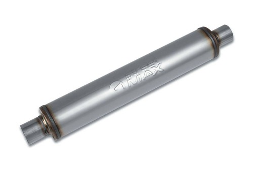 Street Max - SM10434 4" Round Body Muffler - 2" Center In / 2" Center ...