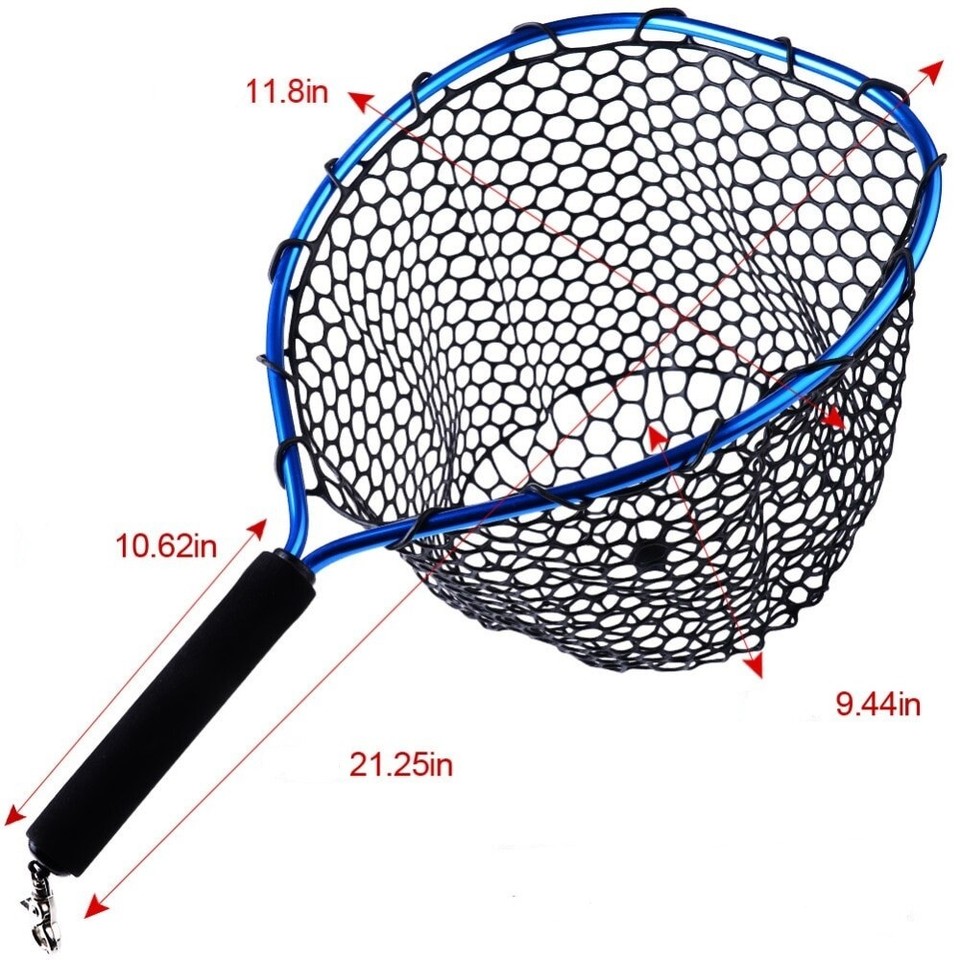 Rudder Fly Fishing Landing Net Rubber Trout Catch and Release Net Light ...