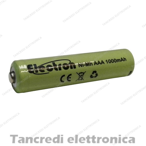 Pila batteria ministilo mini stilo ricaricabile AAA nimh 1000mAh 1,2V ...