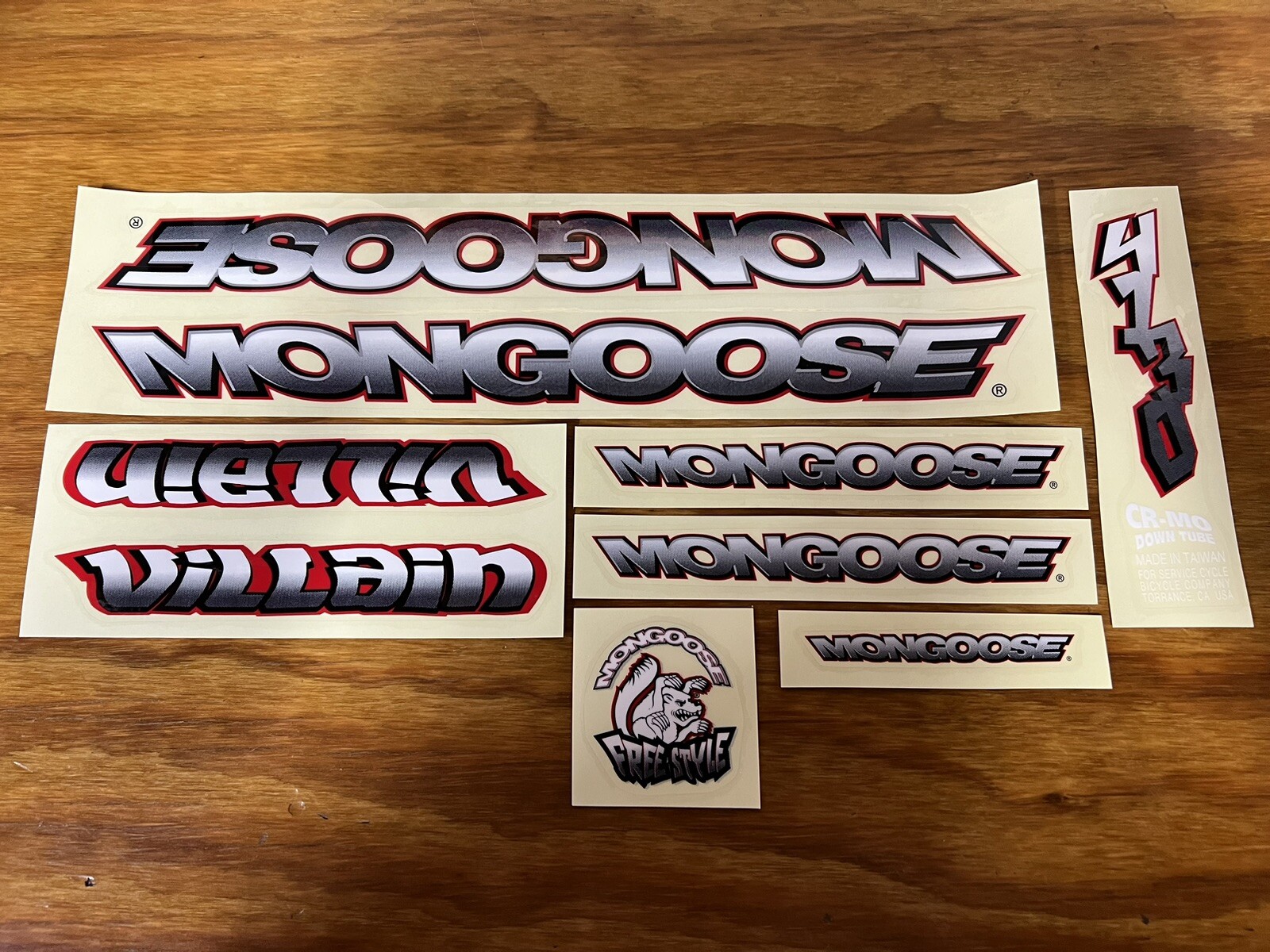 OLD MID SCHOOL MONGOOSE VILLAIN COMPLETE STICKER DECAL SET BMX BIKE NOS ...