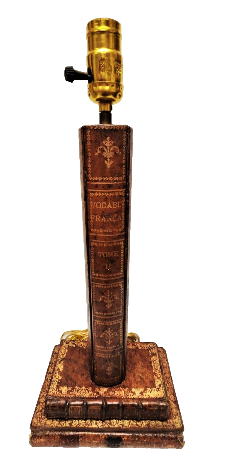 Genuine Antique Stacked French Leather Book Table Lamp Paris Flea ...