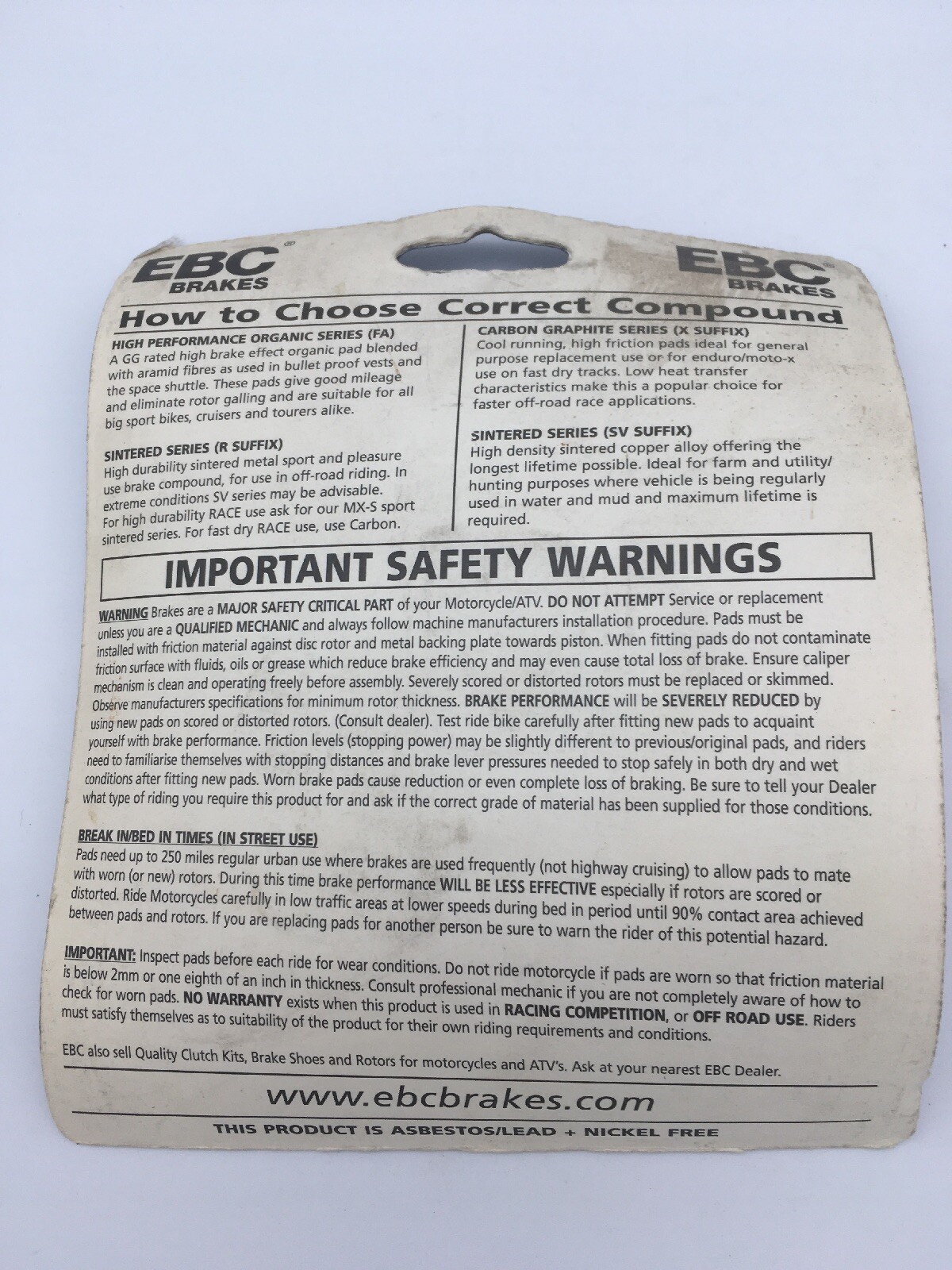 EBC Brakes FA175 Organic Brake Pads | eBay