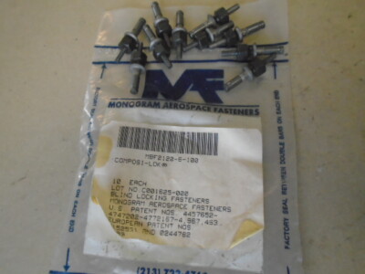 LOT OF 10 EA NOS MONOGRAM AEROSPACE BLIND LOCKING RIVETS P/N: MBF2120-6 ...