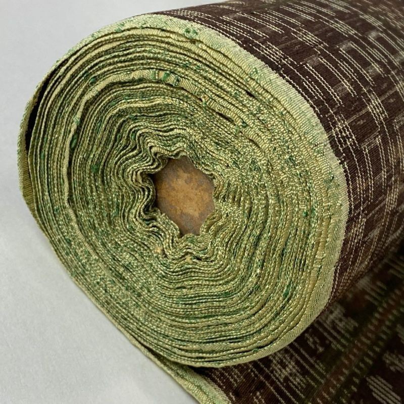 JAPANESE KIMONO FABRIC CLOTH BOLT DARK BROWN TSUMUGI PURE SILK DD6379 ...