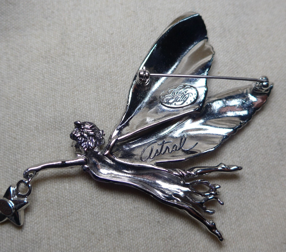 Vintage Kirks Folly Purple "Astral" Fairy Brooch Pin Silvertone | eBay