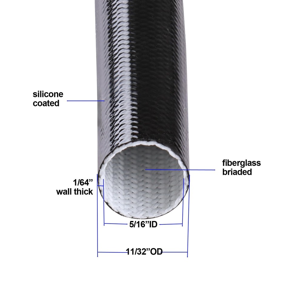 Automotive Wire Heat Insulation Shield Fiberglass Braided Sleeve 5/16 ...