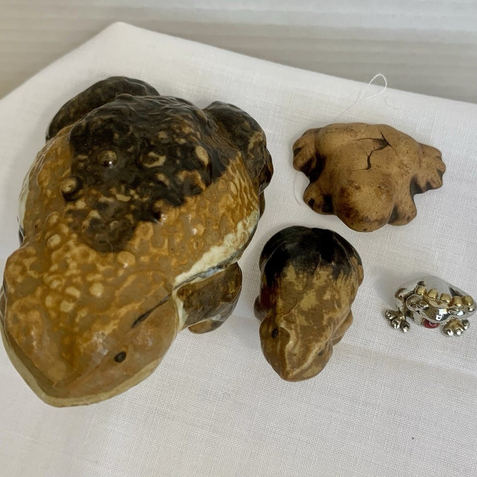 Vintage Ceramic Crown Metal Frogs Figurines Toads Rivet Lot Of 4 ...