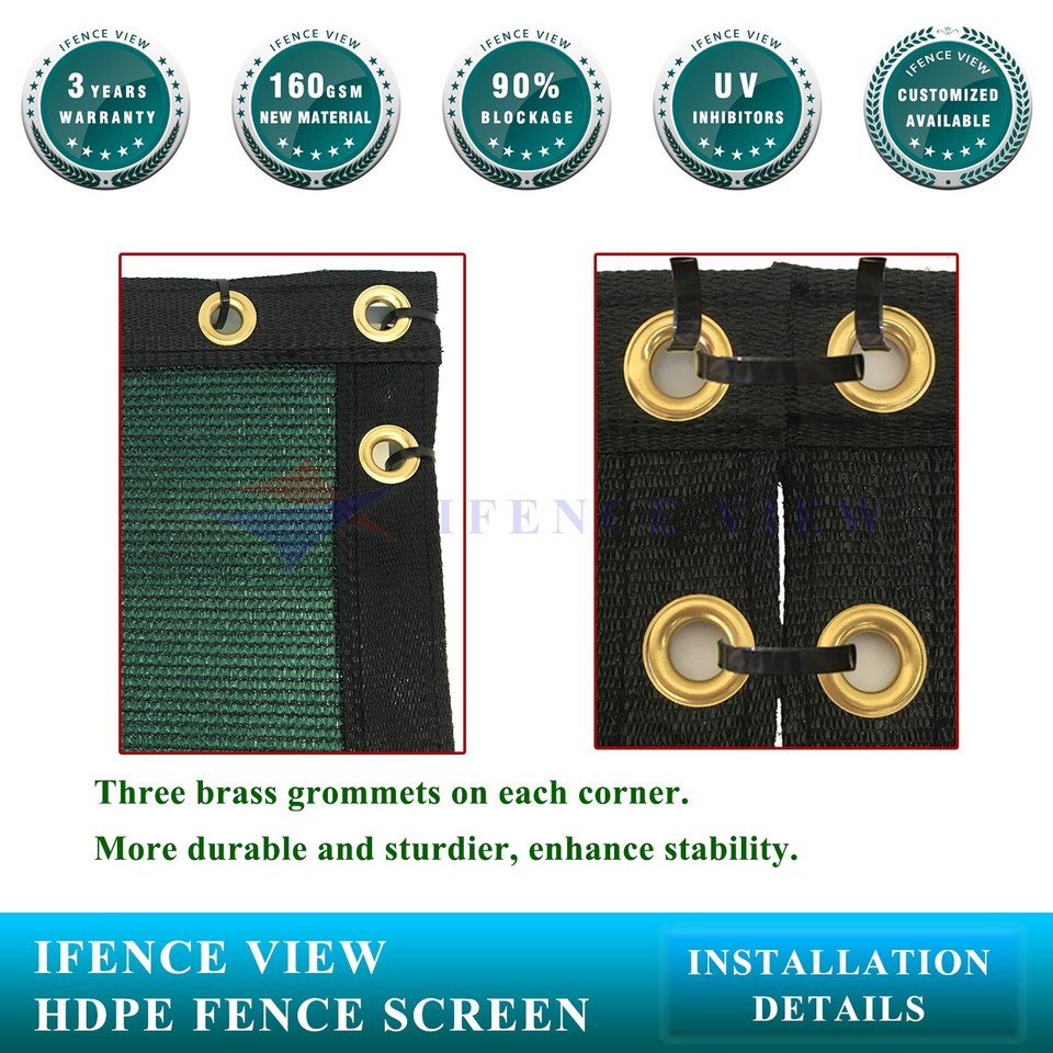 Ifenceview 6'x1'-6'x100' Green Fence Privacy Screen Mesh Fabric Garden ...