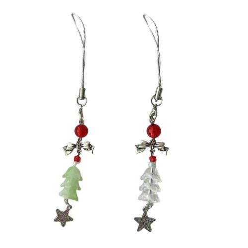 Christmas Tree Beaded Keychain Acrylic Keyring Charm Versatile Gift for ...