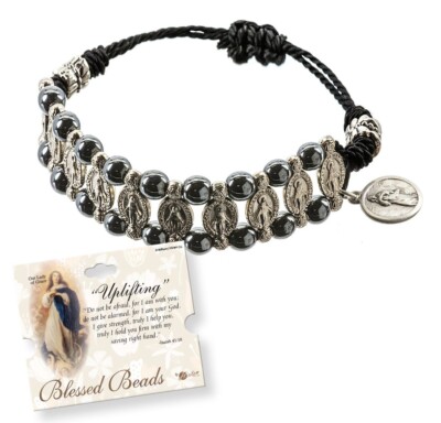 Our Lady of Grace Blessed Beads Rosary Bracelet with Hematite Border 9611HM | eBay
