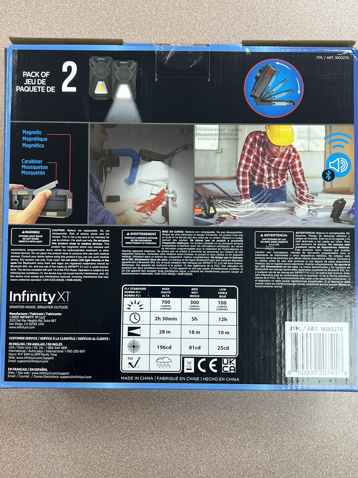 INFINITY X1 Rechargeable Work Lights with Bluetooth Speakers Stereo 2 ...