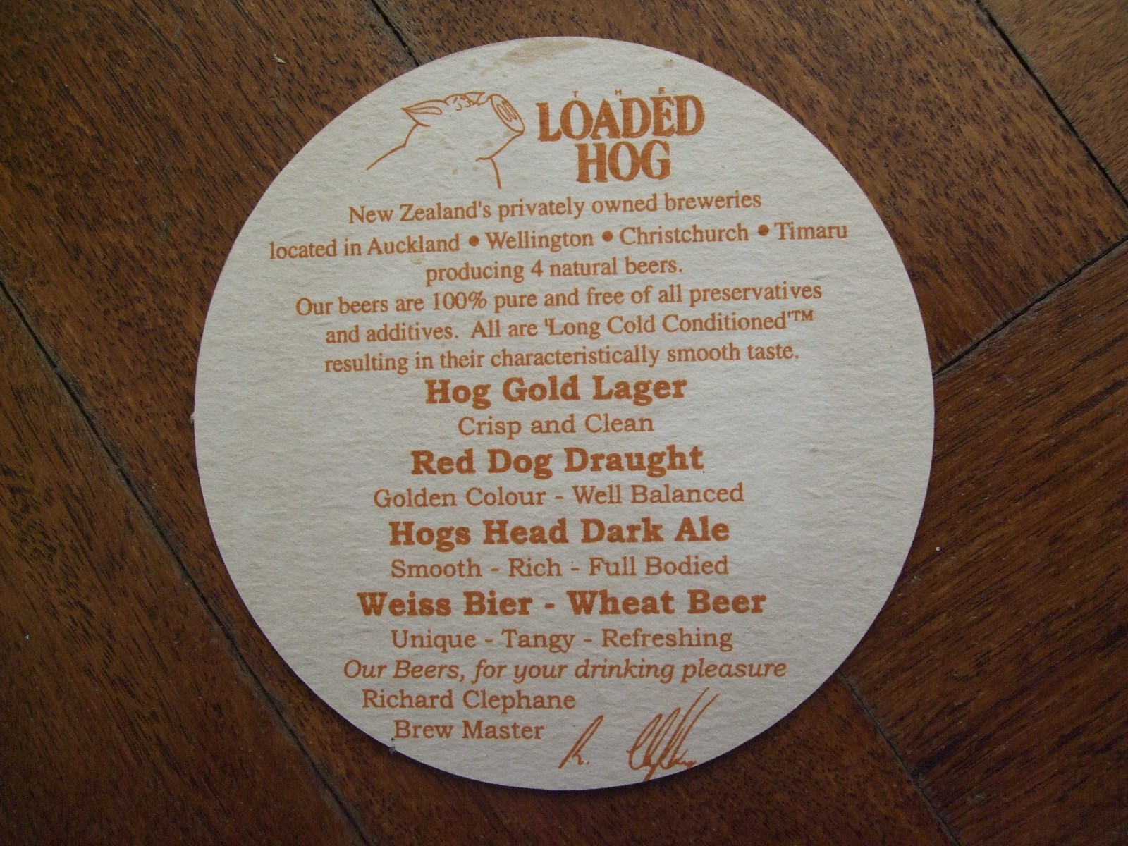 PUB COASTER - Loaded HOG - Hogs Head Dark Ale, New Zealand - NEW | eBay ...