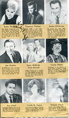 RUBY WRIGHT COUNTRY MUSIC SINGER OF HIT DERN YA SIGNED PHOTO PAGE AUTOGRAPH | eBay