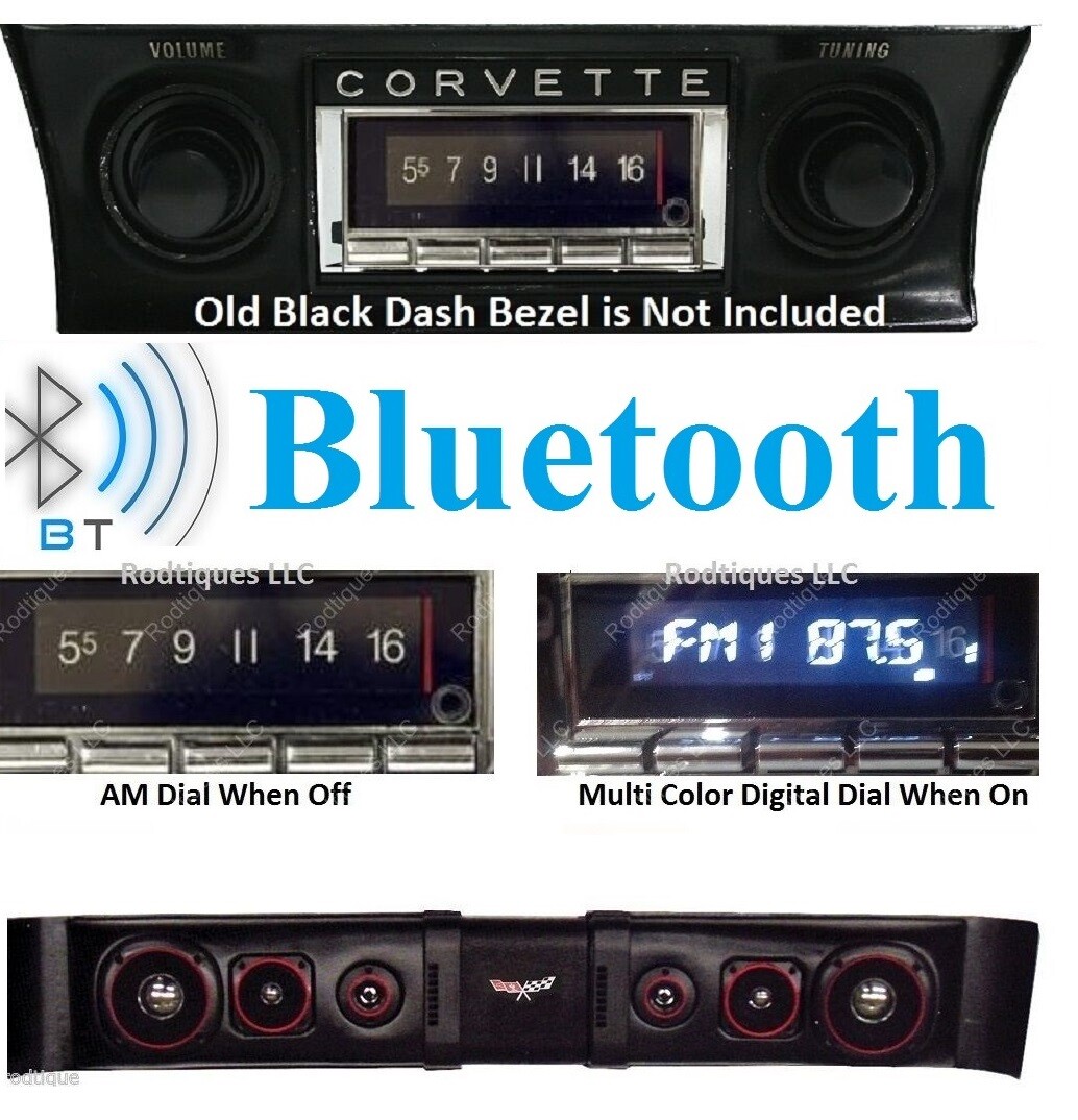 1968-76 Corvette Bluetooth Stereo Radio + 6 Speakers Multi Color ...