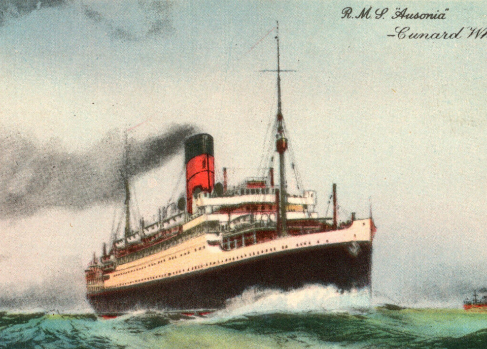 RMS Ausonia Cunard White Star Line Steamship Ocean Liner Vtg Postcard ...