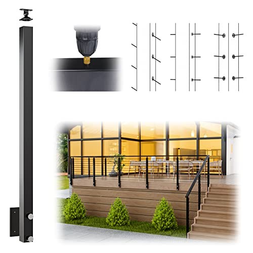 Aluminum Black Side Mount Cable Railing Post 36 InchX2"x2" Undrilled ...