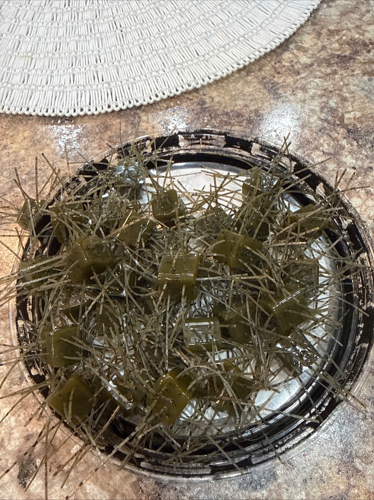 Custom Fuzzy Dice bait Green Pumpkin w/black glitters Marching wigglers ...