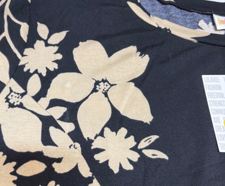 LuLaRoe Womens Dress Size 3XL Monica Princess Seam Black Floral Pockets ...