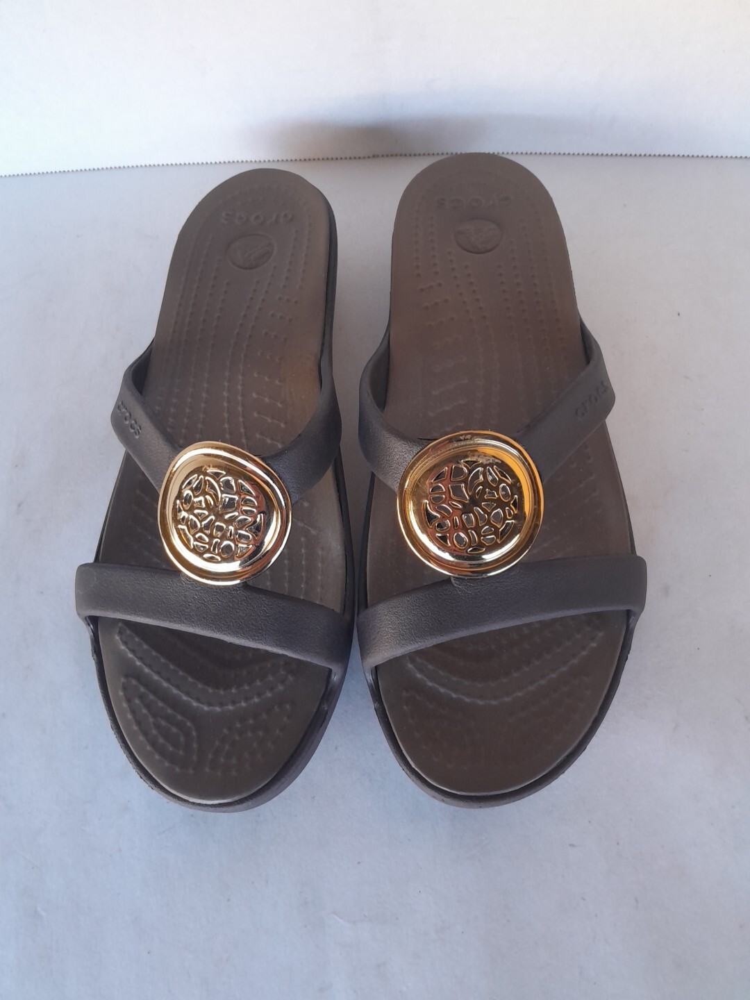 Crocs Sanrah Embellished Circle Womens Sz 7 Slides Bl… - Gem