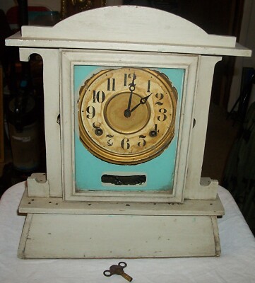 30s-40s PRIMITIVE ANTIQUE HANDMADE FARM CLOCK E. INGRAHAM MOVEMENT ...