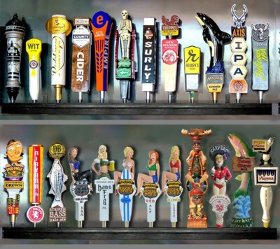 24 BEER TAP HANDLE DISPLAY LOT OF 2 WALL MOUNTED INCLUDES BRACKETS 2EA ...
