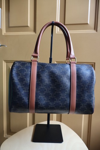 Celine Large Boston Bag Triomphe Coated Canvas and Calfskin | eBay