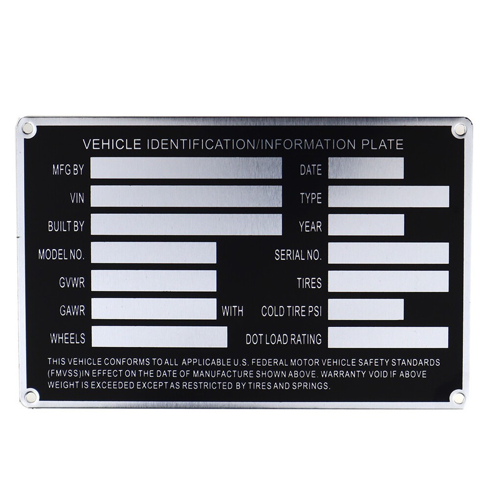Serial Number Car Hauler Semi Trailer Special ID Tag Plate Model Custom ...