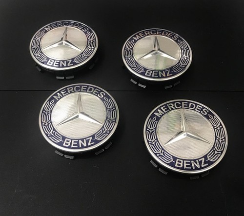 Genuine Mercedes Benz Blue Alloy Wheel Hub Caps x 4 A1714000125 A B C E ...