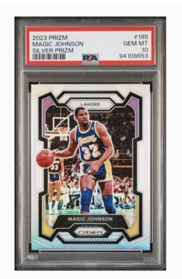 2023 PRIZM MAGIC JOHNSON SILVER PRIZM #185 PSA 10 GEM MINT POP 8 ONLY ...