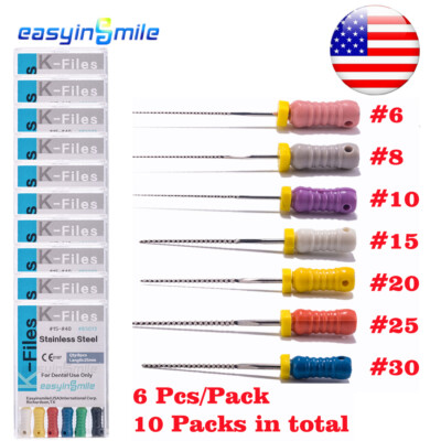 10Pk K Files Dental Endo K-FILES 25MM Stainless Steel Root Canal K File ...