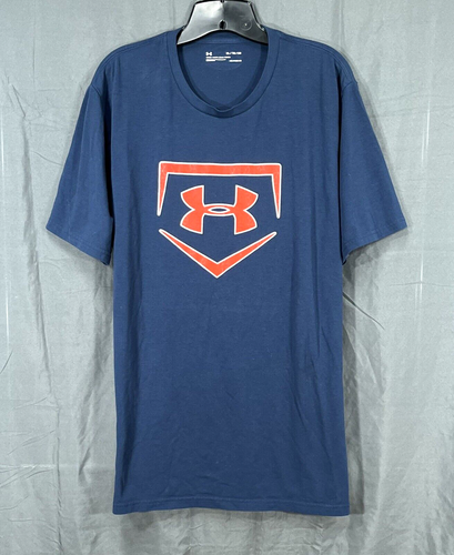 UNDER ARMOUR Heat Gear LOOSE FIT Navy Blue Baseball Diamond DRY KNIT T ...