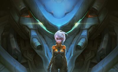 Anime mechs girls deviantart women with gles science Playmat Gaming Mat ...