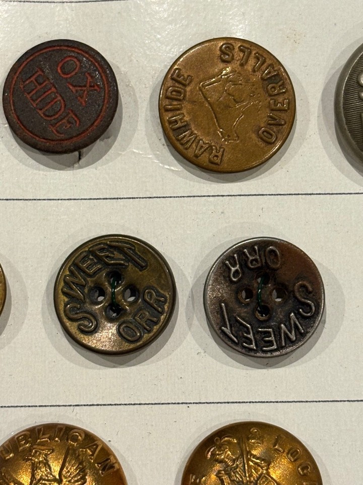 Collection of 60+ Antique Work Clothes Buttons Military Railroad ...
