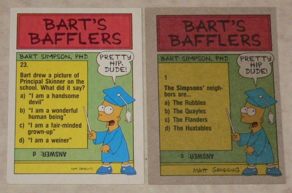 Topps 1990 The Simpsons complete 88 card set, no stickers.Has HTF white ...