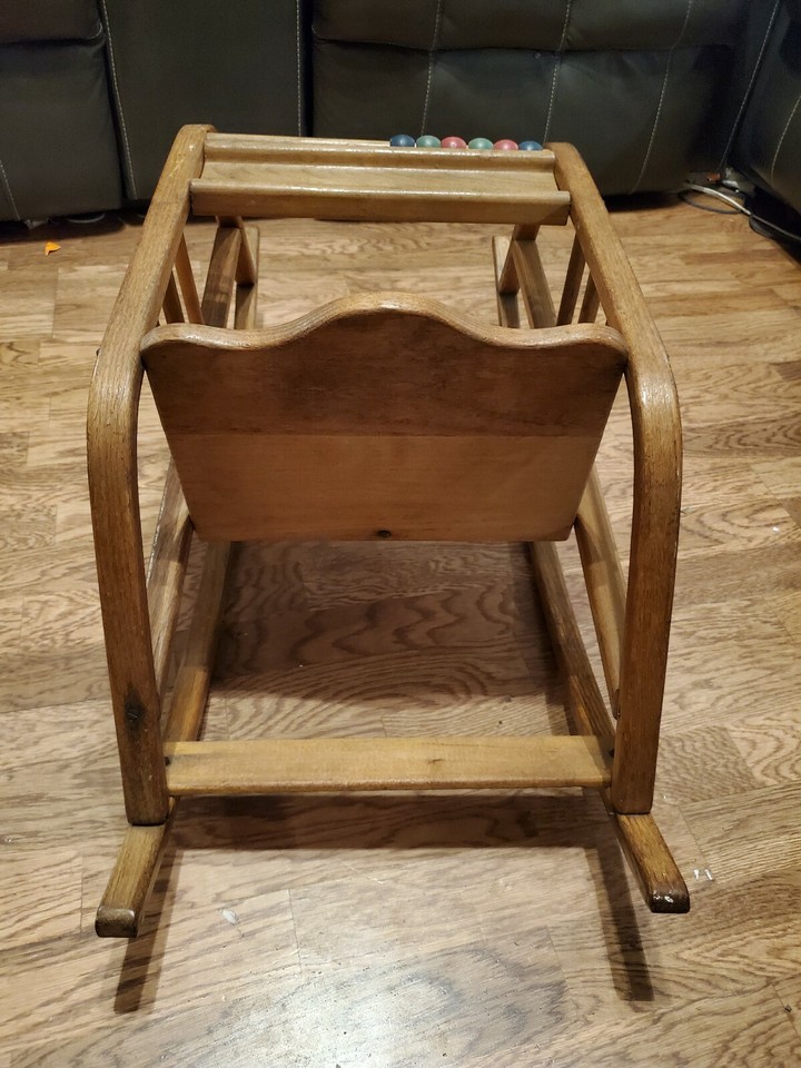 Antique Happy Land Playland Oak Baby Rocker 1950 Nursery or Lg Dolls 35 ...