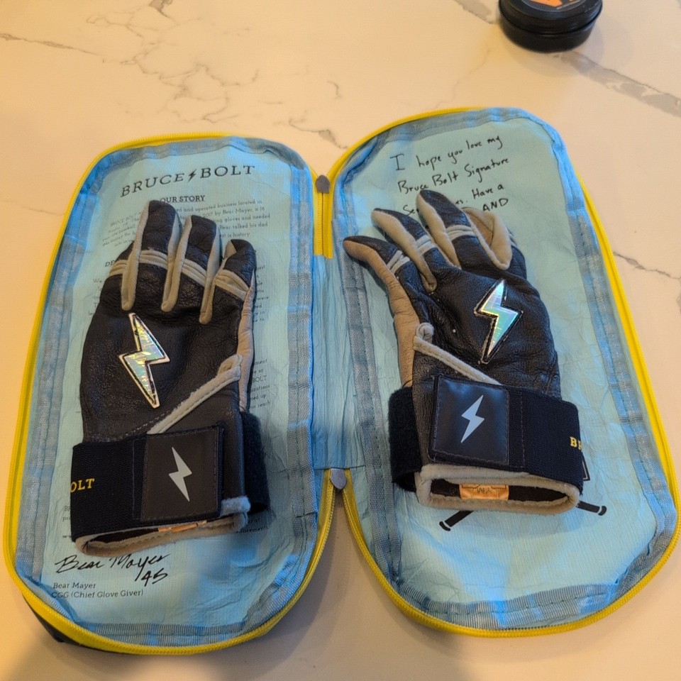 Bruce Bolt Batting Gloves Long Cuff Baiter Series Youth Medium Used | eBay