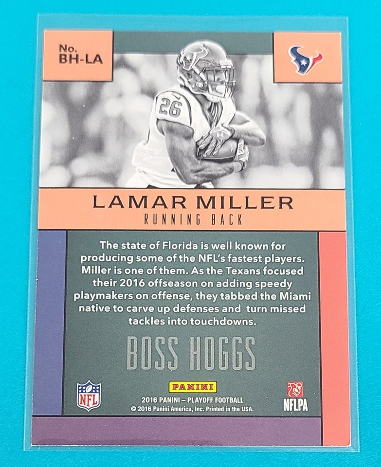 2016 Panini Playoff Boss Hoggs #BH-LA Lamar Miller Houston Texans Card ...