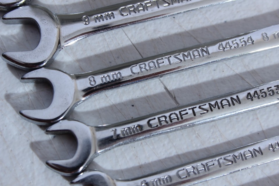 Vintage SEARS Craftsman Metric Ignition 7 pc. Open End Wrench Set 9 ...