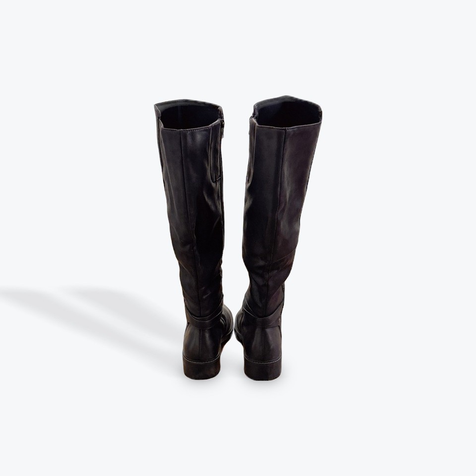 Baretraps Chara Black Leatherette Tall Riding Boots Women's Size 11 | eBay