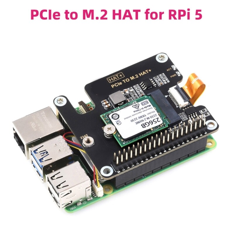 For RPi 5 PCIe to M.2 HAT NVME Speed Expansion Board with 16Pin Cable ...