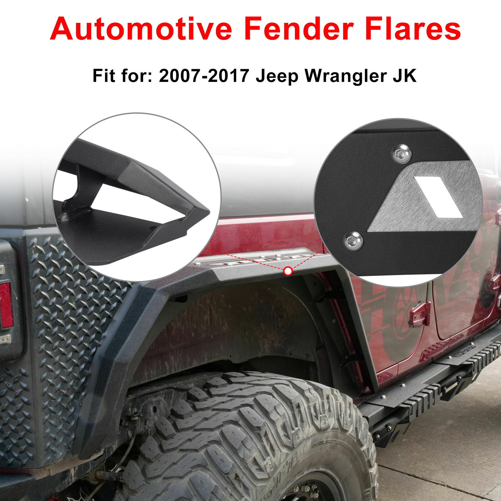For 2007-2018 Jeep Wrangler JK JKU Rear Fender Flares Heavy Duty Steel ...