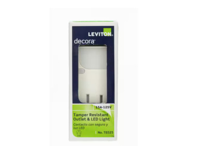 Leviton Decora 15 amps 125 V White Outlet/Guide Light 5-15R 1 pk Brand ...