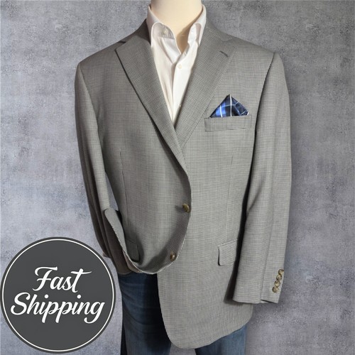 HART SCHAFFNER MARX Mens Blazer 48R WOOL Gray Sport Coat Two Button ...